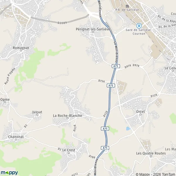 Plan La Roche-Blanche : carte de La Roche-Blanche (63670) et infos pratiques